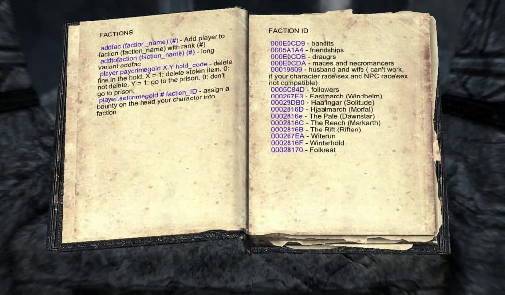 Cheat codes books | Skyrim Mod Download